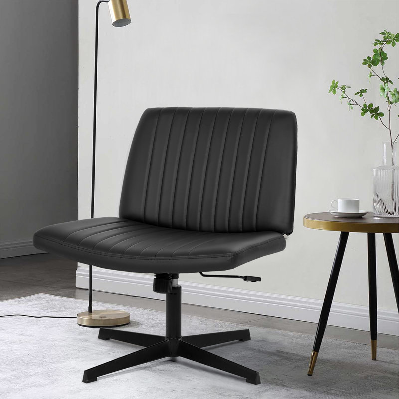 FDW Criss Cross Chair Armless Office Chair No Wheels Modern Swivel Height Adjustable Ergonomic Desk Chair With Wide Seat Computer Task Vanity Chair For Home Office Wayfair